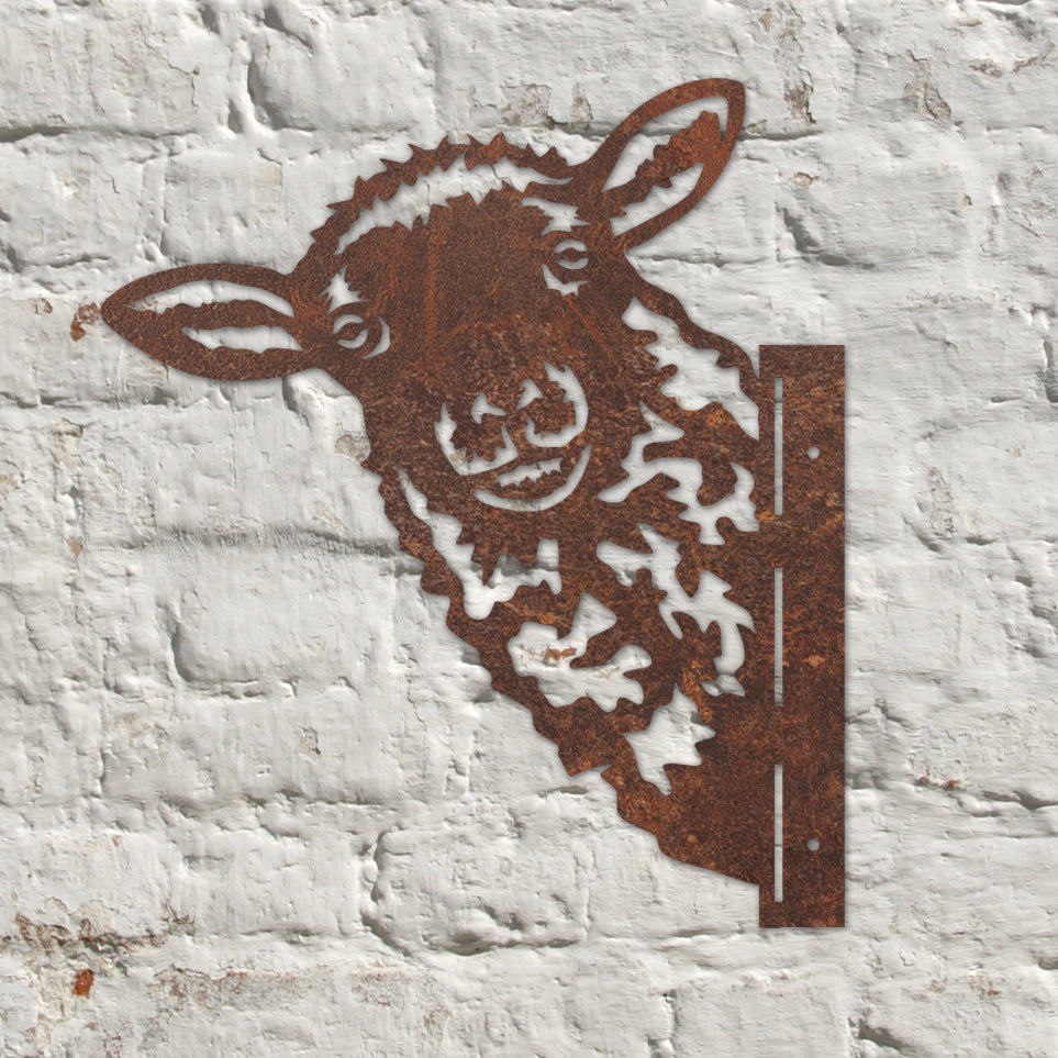 Rustic Metal Peeping Sheep Lamb Sculpture – Môn Sculptures