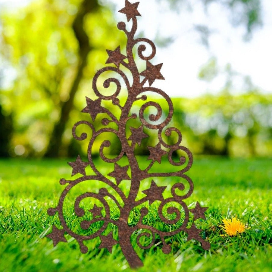 Rustic Metal Christmas Tree Garden Sculpture - Bespoke Handmade Gift ...