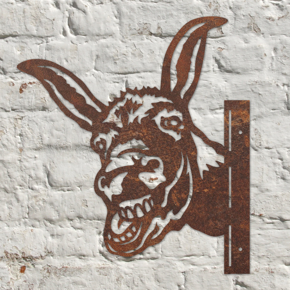 Rustic Metal Peeping Donkey Sculpture – Môn Sculptures
